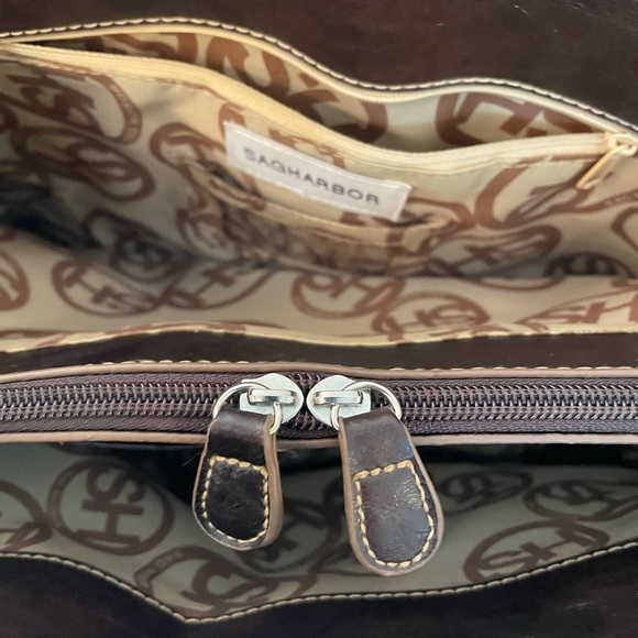 Sag Harbor | Bags | Sag Harbor Brown Leather Tote Bag Satchel 3 ...